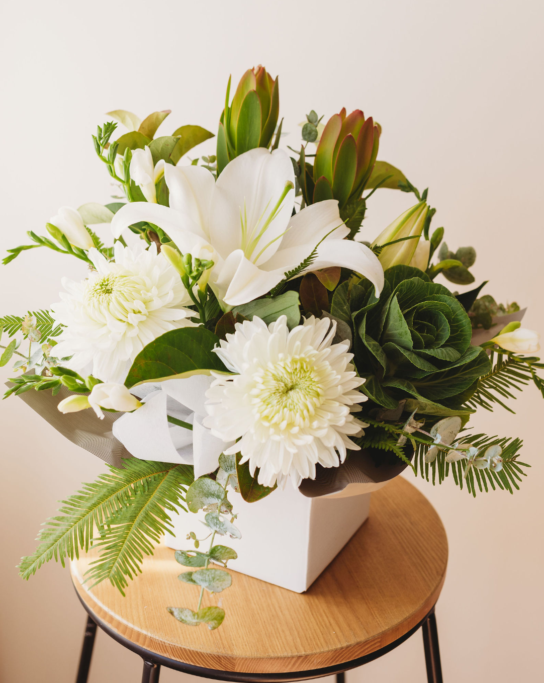 Box it Up - Whites and Greens Box Arrangement